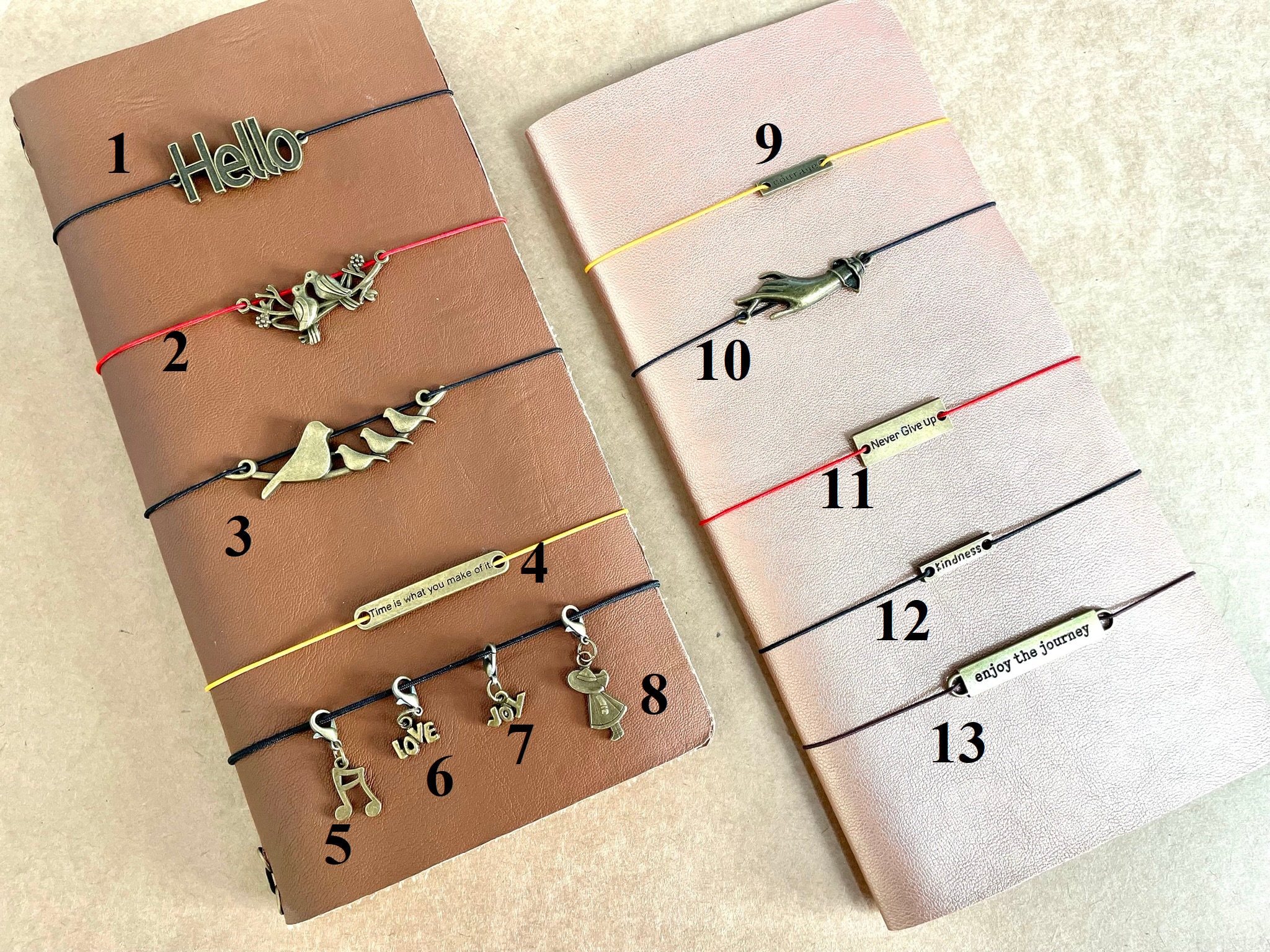 Traveler's Notebook Vintage Charms | Bracelet Charm Connectors | Midori ...