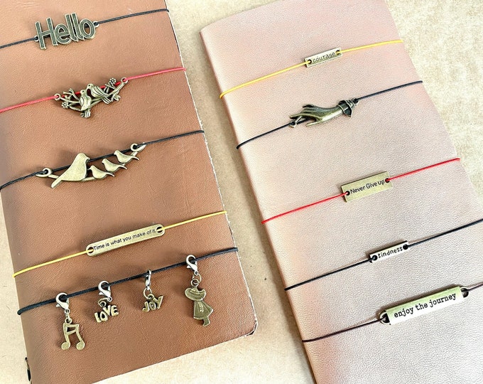 Traveler's Notebook Vintage Charms | Bracelet Charm Connectors | Midori ...
