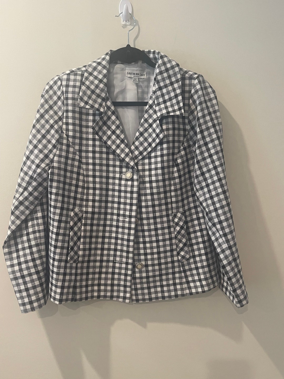 Southern Lady Checkered Blazer - Etsy