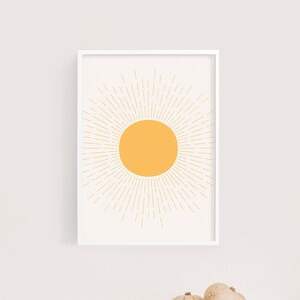 Yellow Sun Print | Boho Wall Art | Printable Wall Art | Minimalist Wall ...