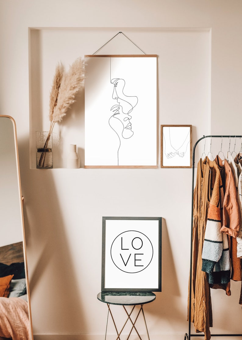 Minimalist Line Art Prints One Line Drawing Art Holding - Etsy