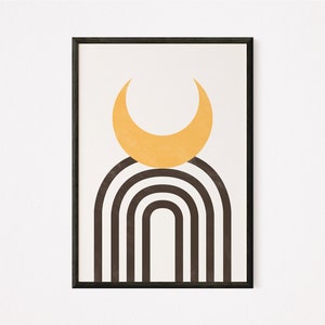 Mid Century Modern Art Print Moon Phase Print Printable Wall Art Boho ...