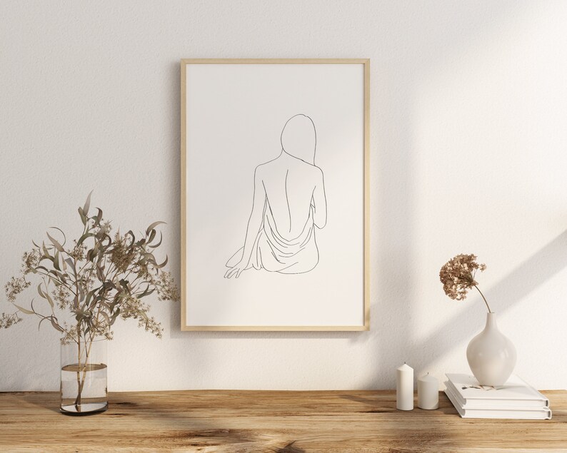 Female Back Line Art Print Woman Line Drawing Minimalist - Etsy