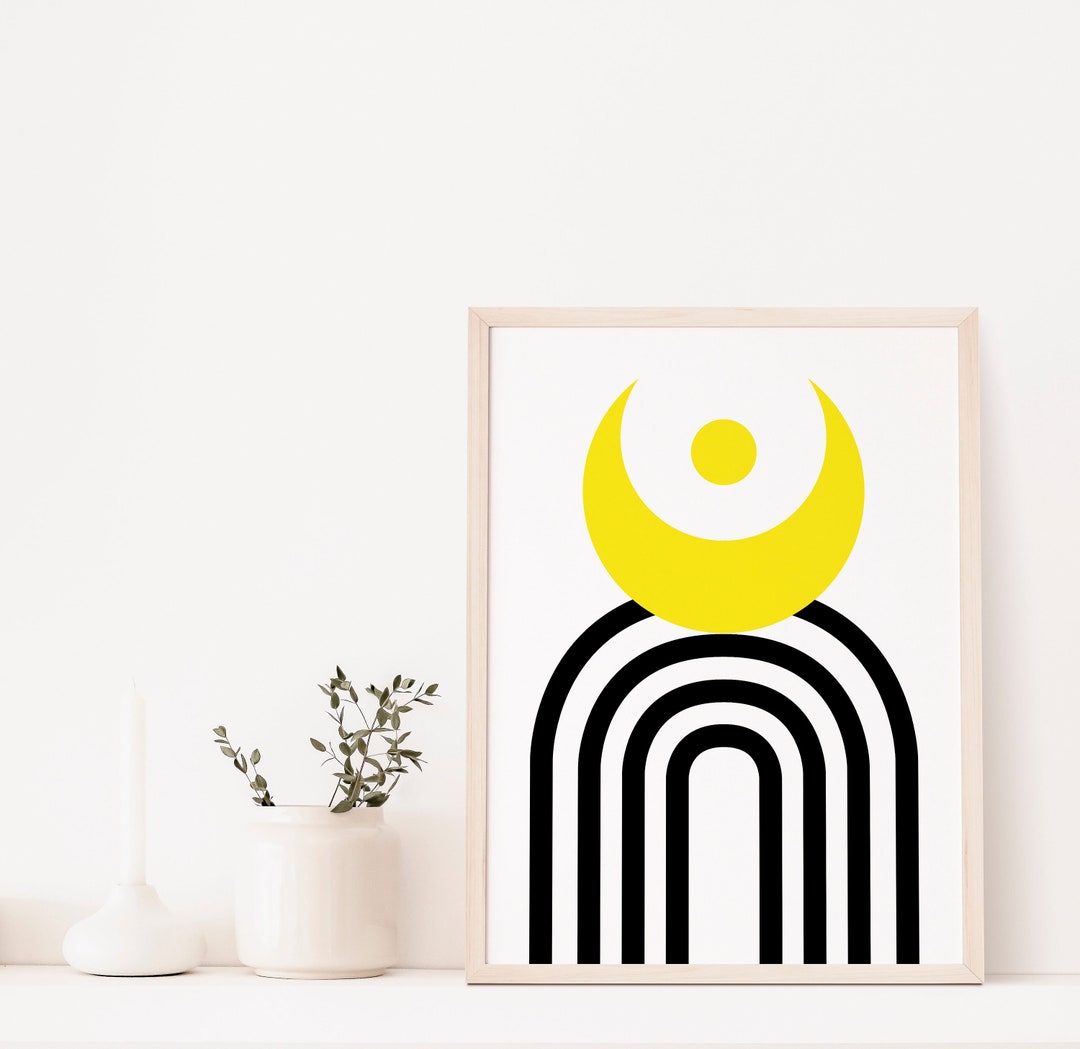Mid Century Modern Art Print Moon Phase Print Boho Wall Decor Modern ...