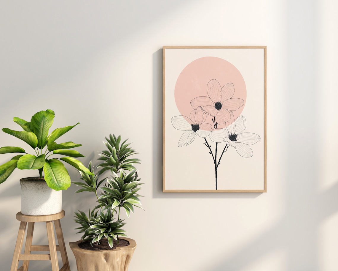 Flower Line Art Print Botanical Print Flower Line Drawing - Etsy