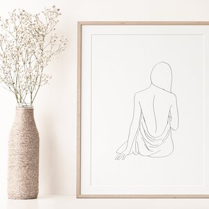 Female Back Line Art Print Woman Line Drawing Minimalist Wall Decor ...