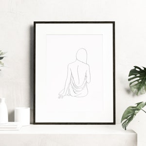 Female Back Line Art Print Woman Line Drawing Minimalist Wall Decor ...