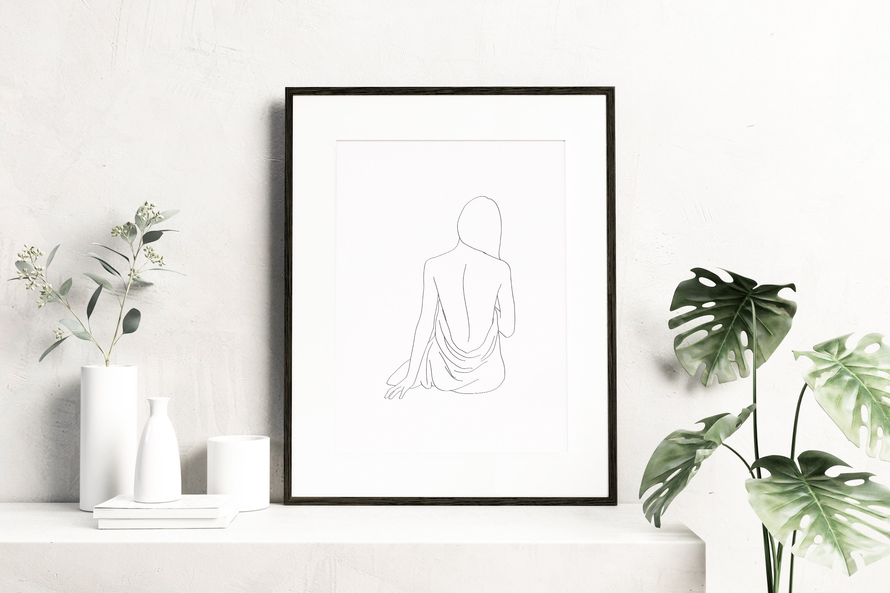 Female Back Line Art Print Woman Line Drawing Minimalist - Etsy