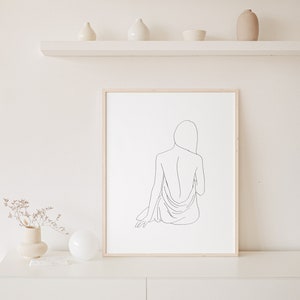 Female Back Line Art Print Woman Line Drawing Minimalist Wall Decor ...