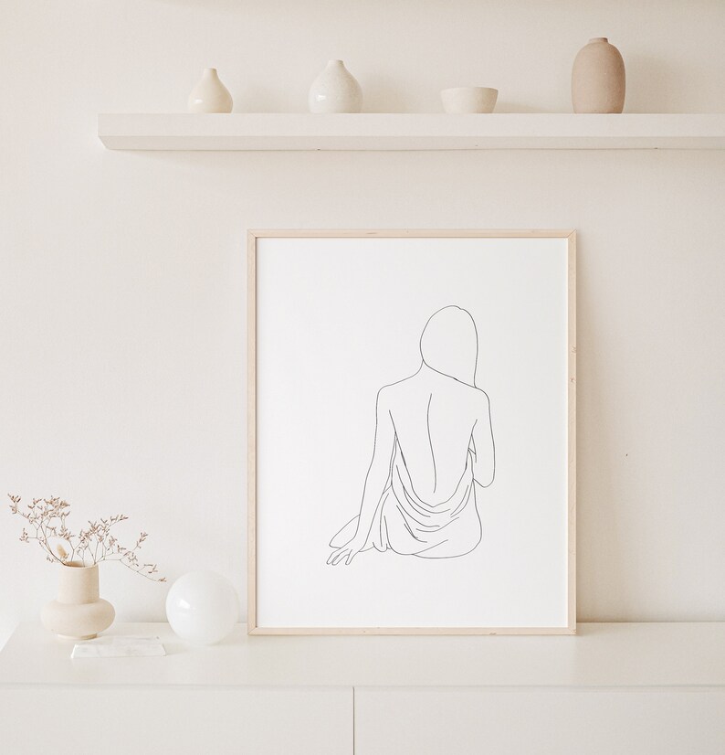 Female Back Line Art Print Woman Line Drawing Minimalist - Etsy