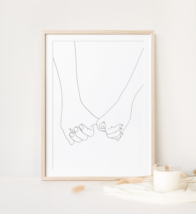 Minimalist Line Art Prints One Line Drawing Art Holding - Etsy