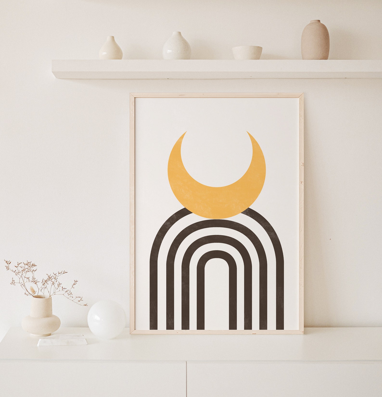 Mid Century Modern Art Print Moon Phase Print Printable Wall Art Boho ...