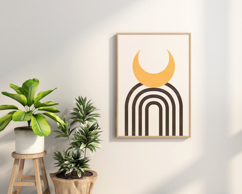 Mid Century Modern Art Print Moon Phase Print Printable Wall Art Boho ...