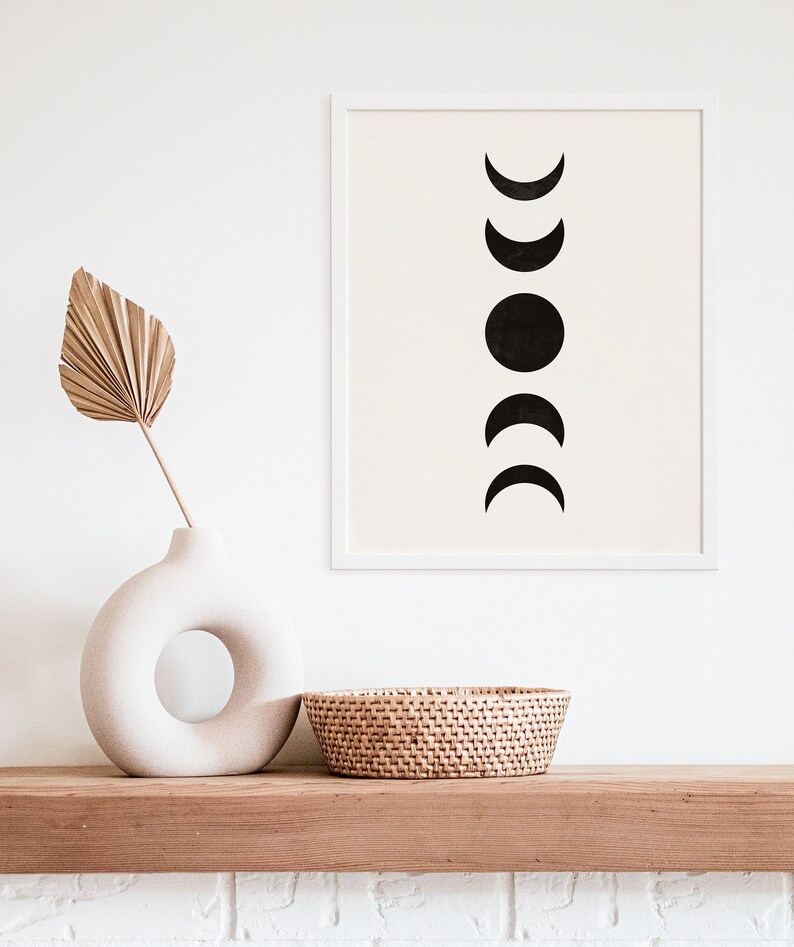 Moon Print Minimalist Moon Cycle Abstract Moon Decor - Etsy