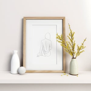 Female Back Line Art Print Woman Line Drawing Minimalist Wall Decor ...