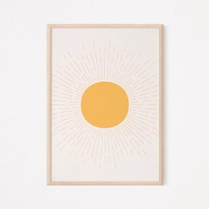 Yellow Sun Print | Boho Wall Art | Printable Wall Art | Minimalist Wall ...