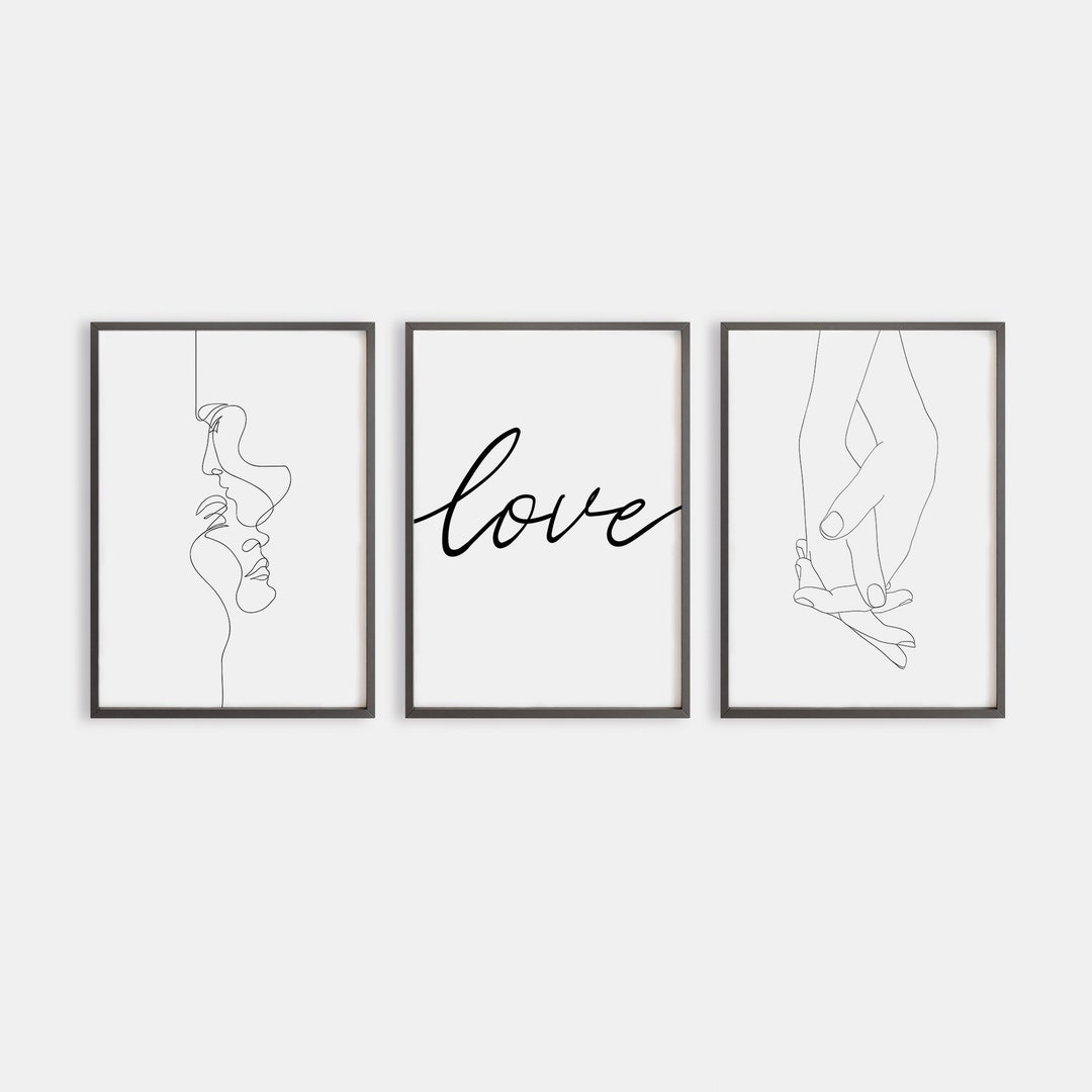 Lovers Line Art Print Set | Set of 3 Prints | Printable Wall Art ...