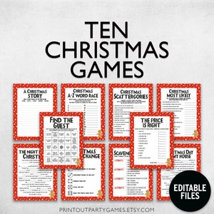 10 Printable Christmas Games, Holiday Game Pack, Scattergories ...