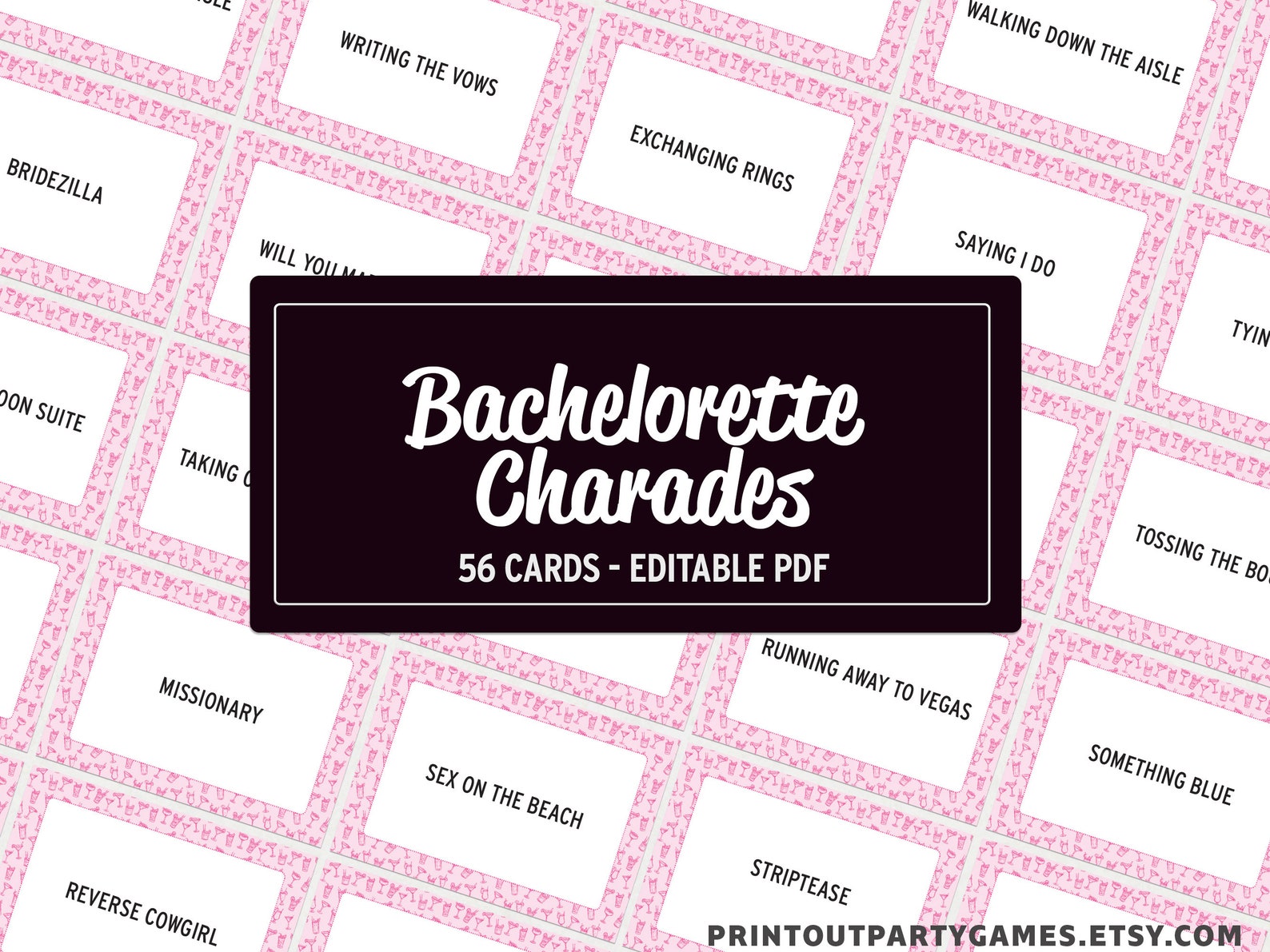 Bachelorette Party Charades/pictionary, Funny Hen Party Games, Hen Do ...
