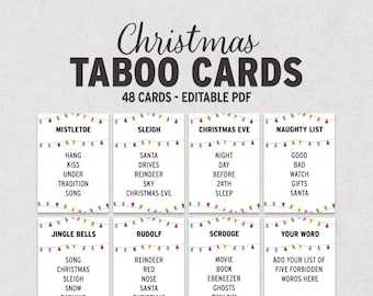 116 Christmas Taboo Game Cards Printable Christmas Party - Etsy
