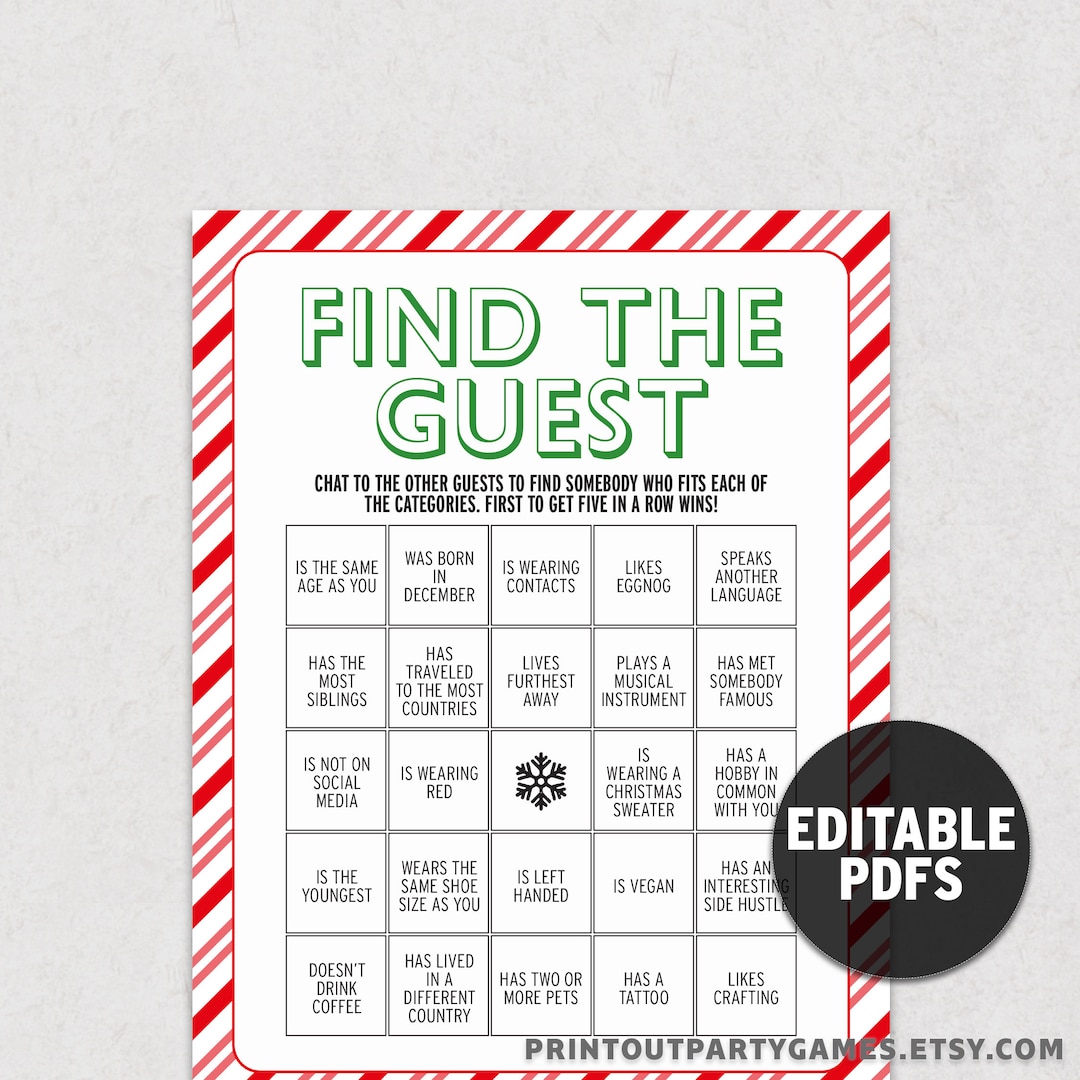 Christmas Find the Guest Game Christmas Party Icebreaker - Etsy