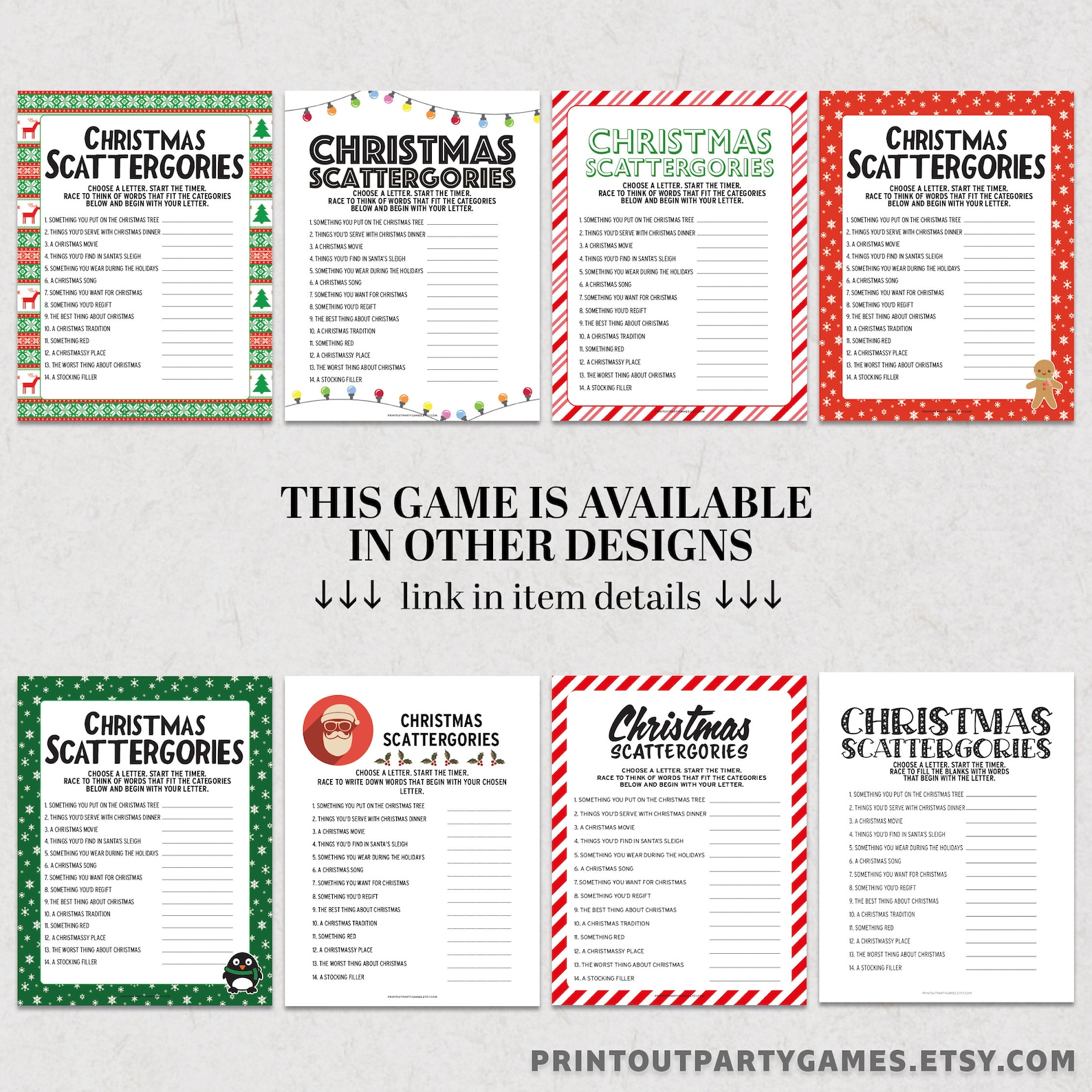 Christmas Scattergories Game, Funny Christmas Games, Editable Holiday ...
