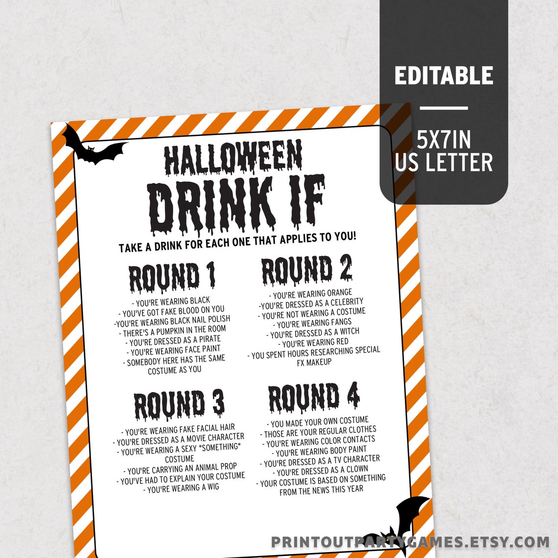 Halloween Drinking Game! Hallowe'en Drink If, Adult Halloween Party ...