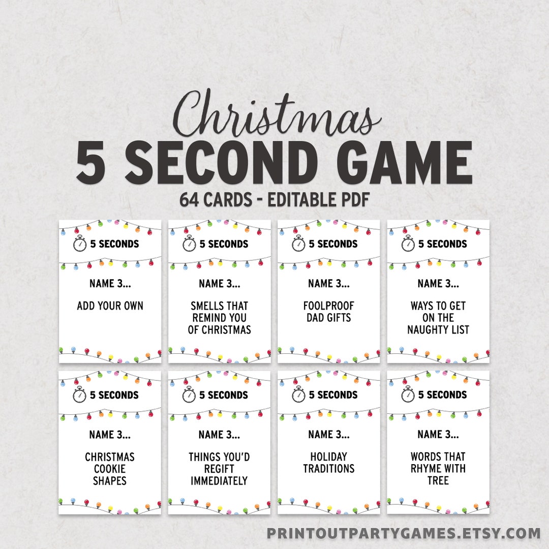 5 Second Game - Holiday-themed, Christmas Name 3 Family Fun Activity ...