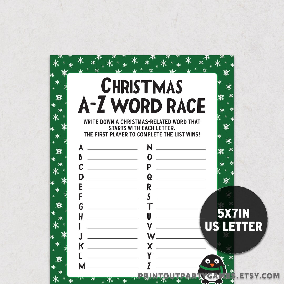 Christmas A-Z Word Race Game, Funny Christmas Game, Family Christmas ...