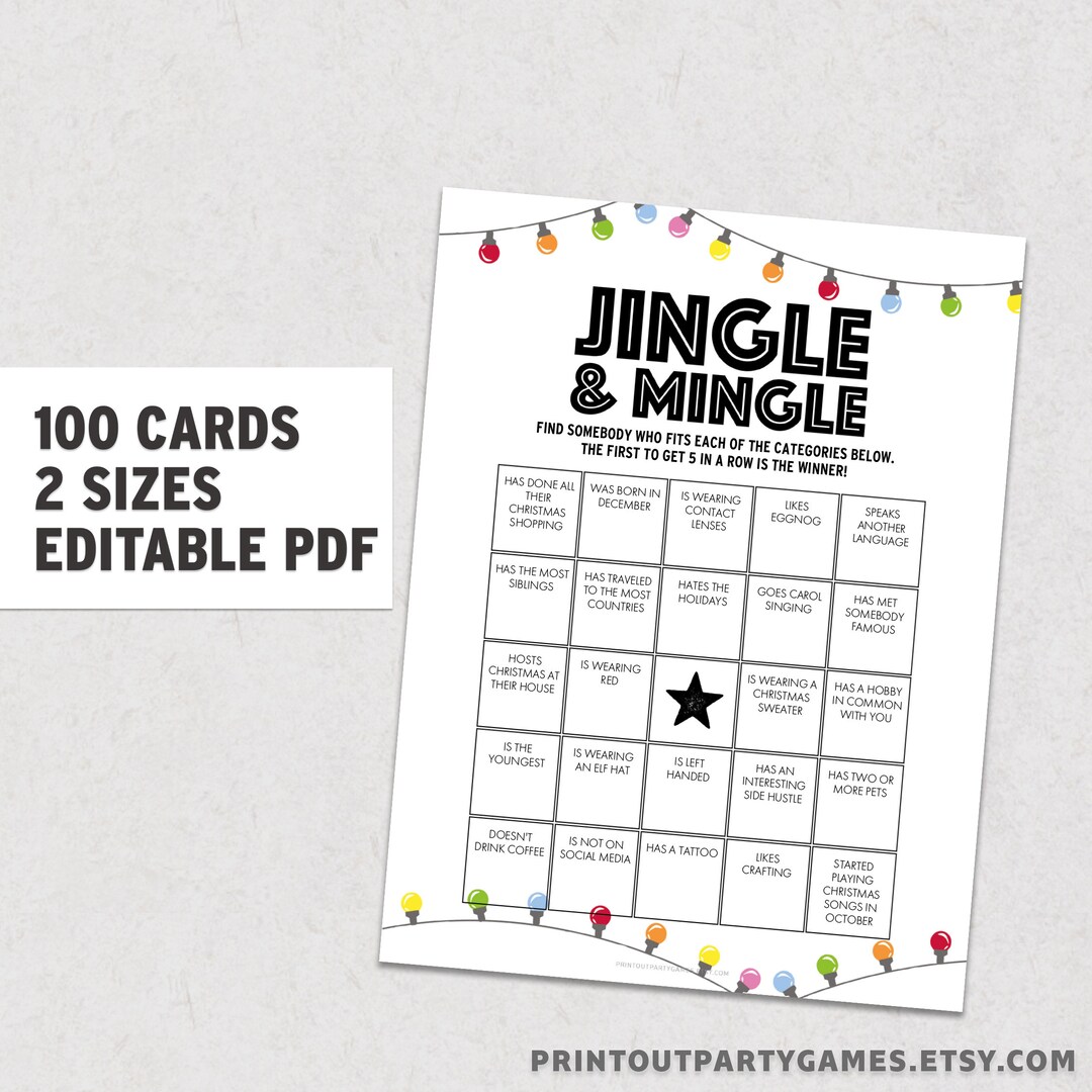 100 Player Jingle & Mingle Game, Christmas Find the Guest Icebreaker ...