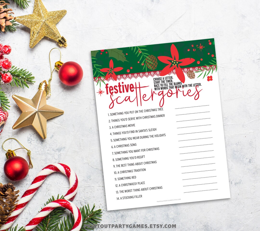Christmas Scattergories Game, Funny Christmas Game, Holiday Game, Funny ...