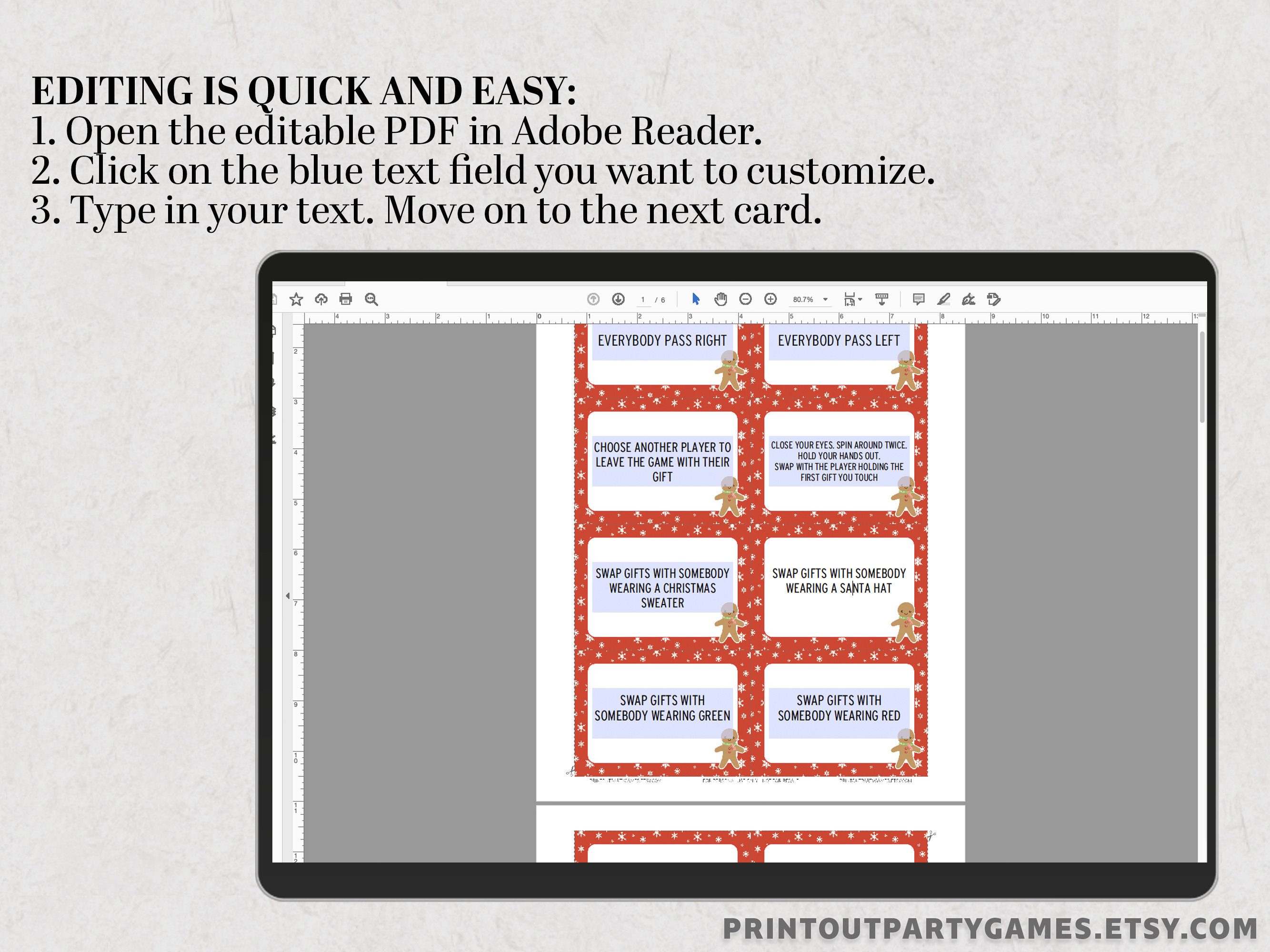 Christmas Gift Exchange Game, Funny Holiday Gift Swap Card Game ...