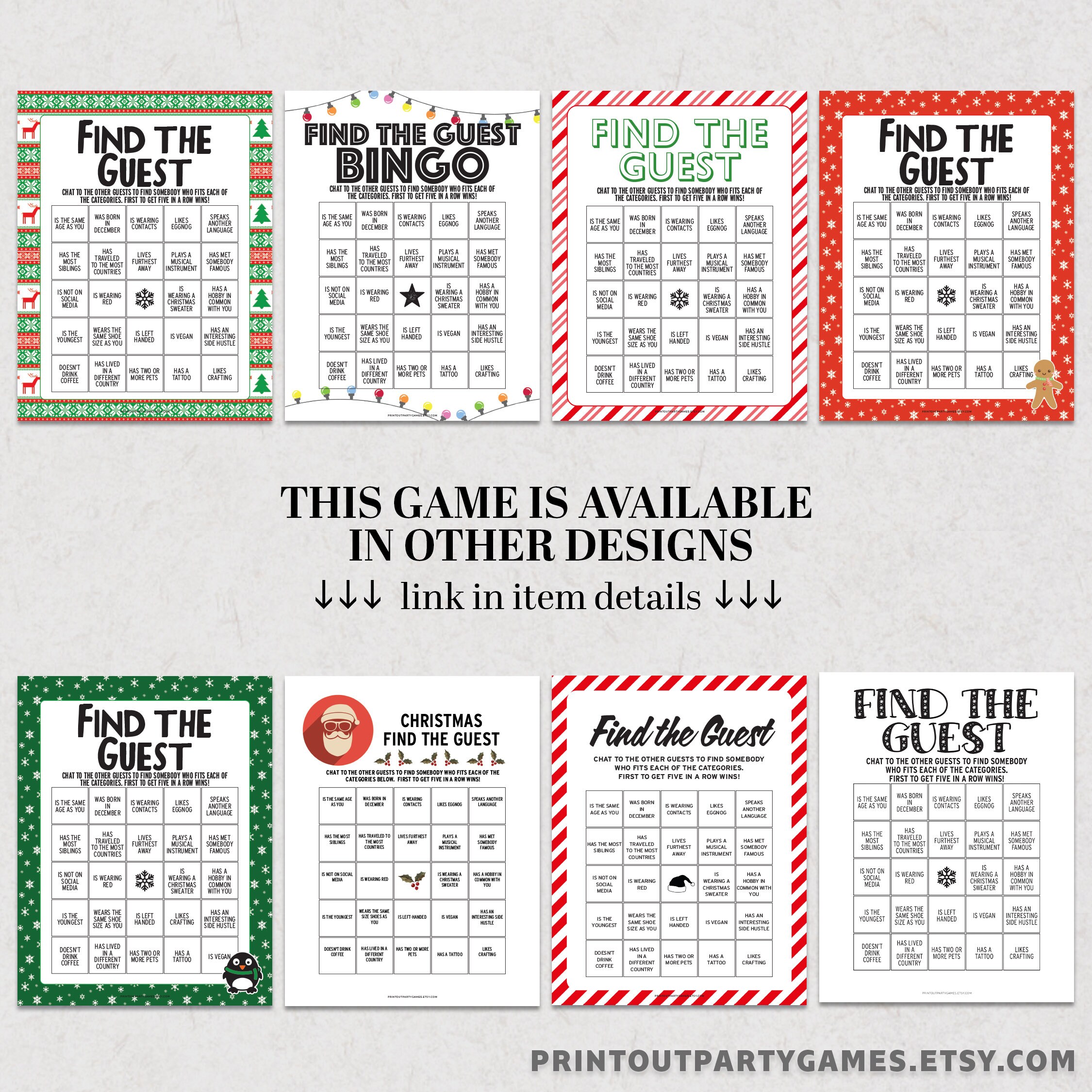 Christmas Jingle & Mingle Ice Breaker Game Find the Guest - Etsy UK