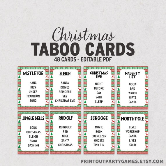 Christmas Taboo Game Festive Don't Say... 48 Editable - Etsy