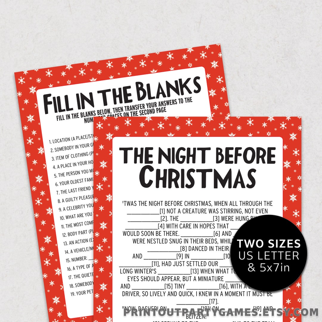 Christmas Madlibs Game, Christmas Story Game for Adults, Fill in the ...