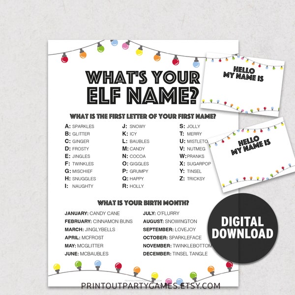 Whats Your Elf Name - Etsy