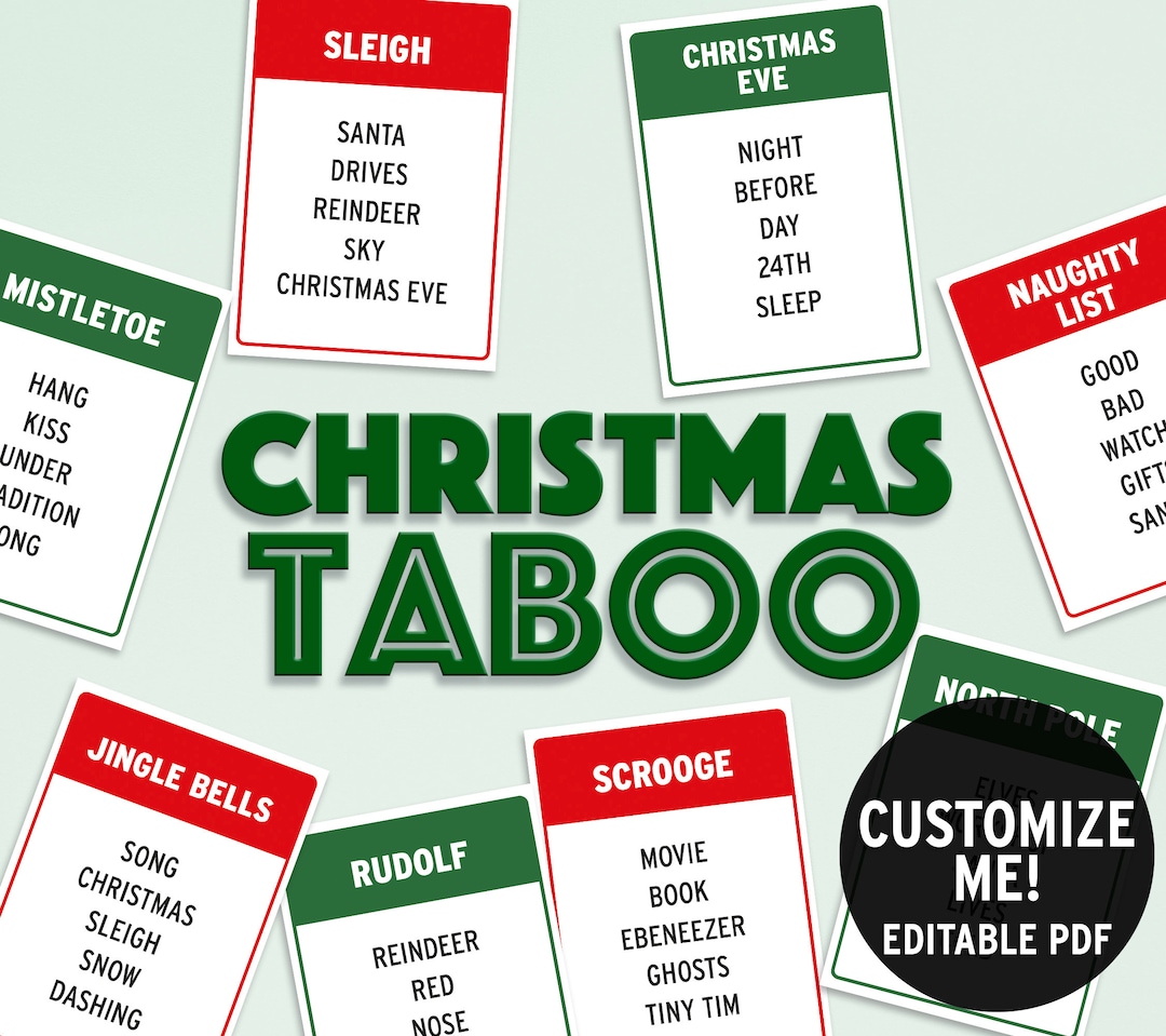 Christmas Taboo Green and Red Holiday Taboo Card Game 48 - Etsy