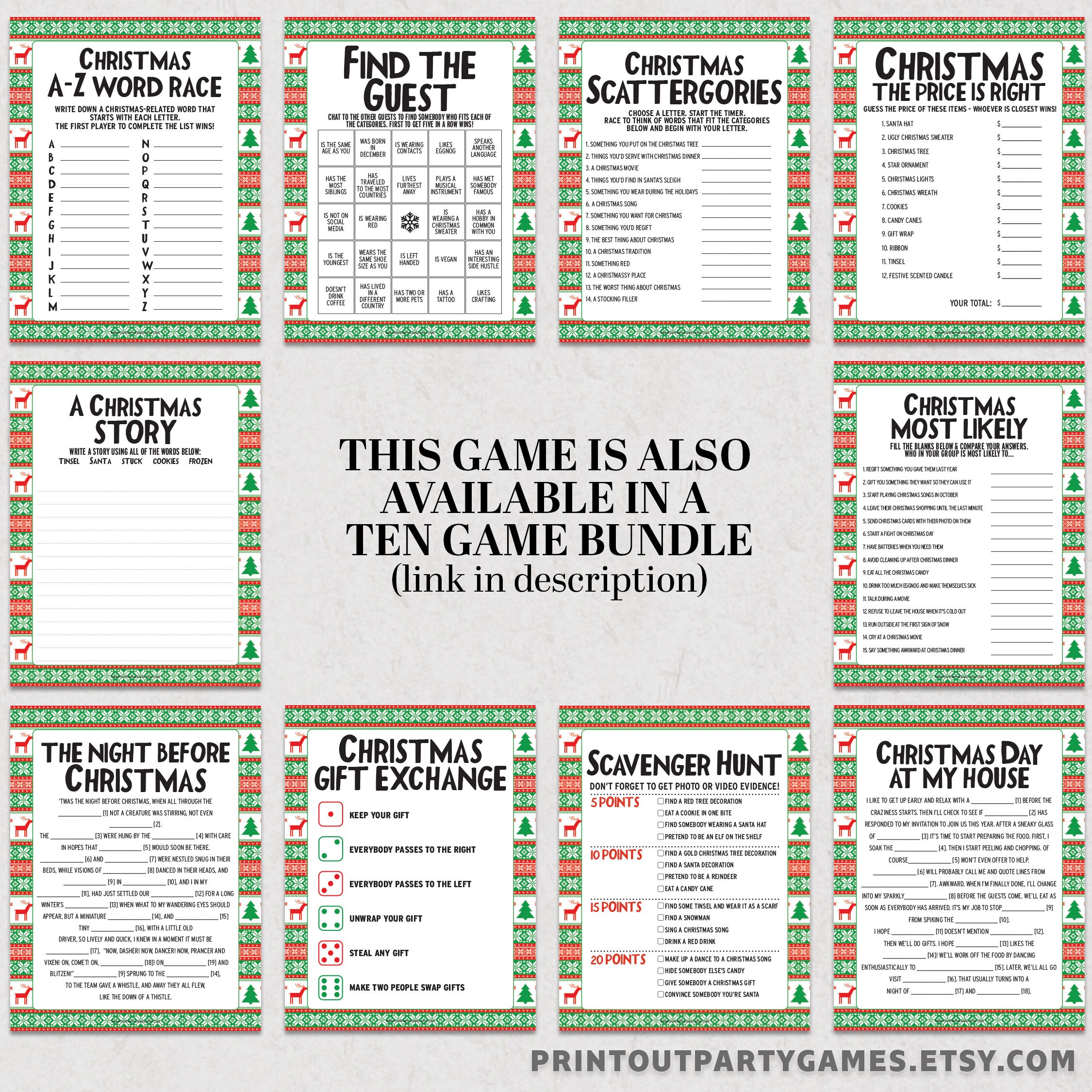 Christmas Scavenger Hunt Game, Christmas Party Game, Christmas Dares ...