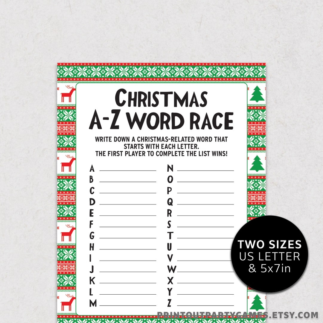 Christmas A-Z Word Race Game, Funny Christmas Game, Family Christmas ...