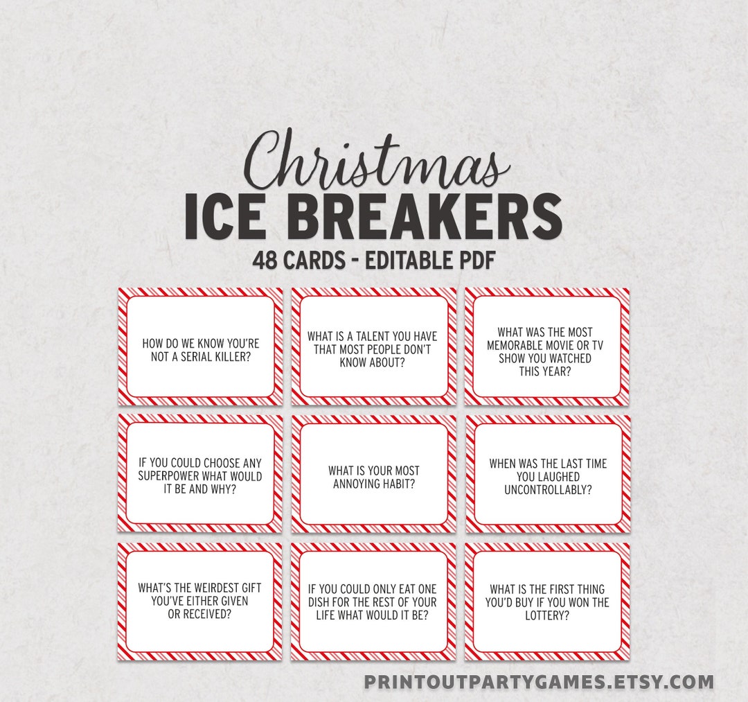Christmas Ice Breaker Game | Conversation Starter Cards | Customizable ...