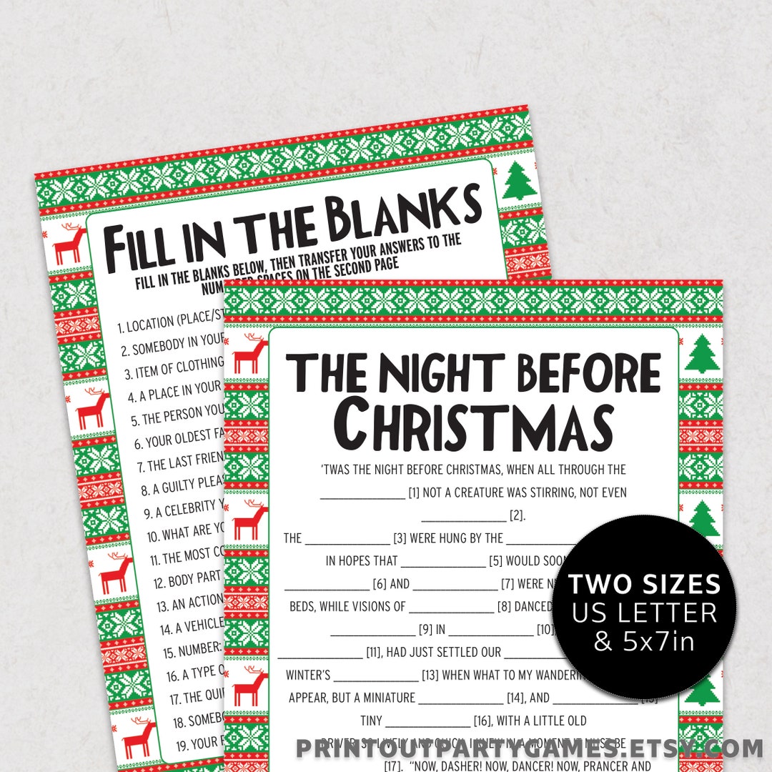 Christmas Madlibs Game, Christmas Story Game for Adults, Christmas ...