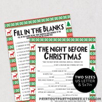 Printable Christmas Mad Libs Game - Etsy