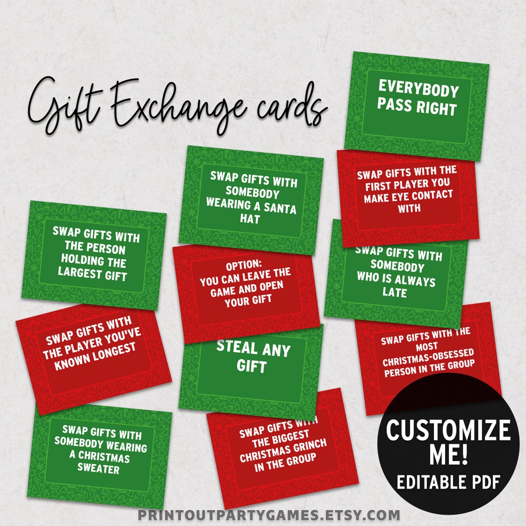 Christmas Gift Exchange Game, Funny Holiday Gift Swap Card Game ...