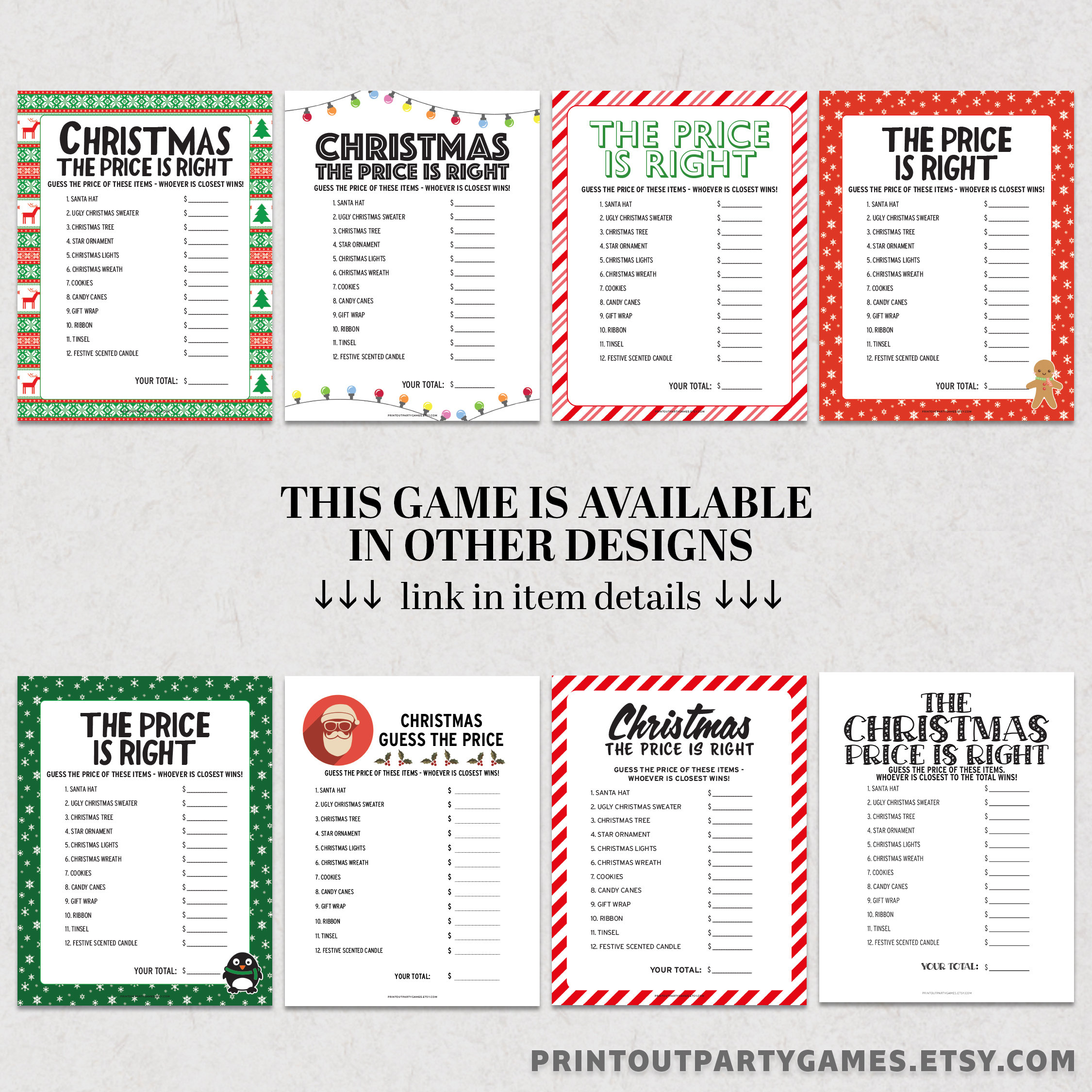 Christmas the Price is Right Game, Guess the Price Game for Holiday ...