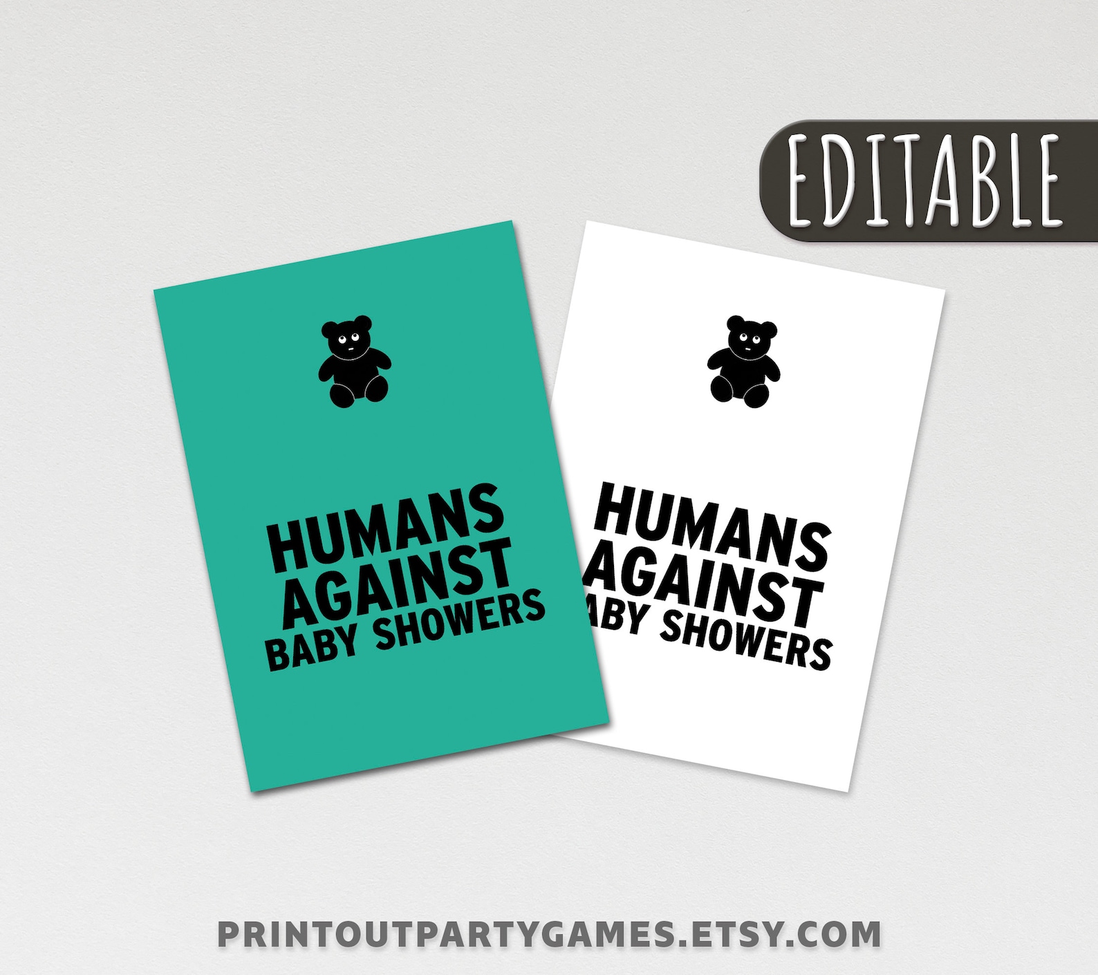 Editable Version of Humans Against Baby Showers - Etsy