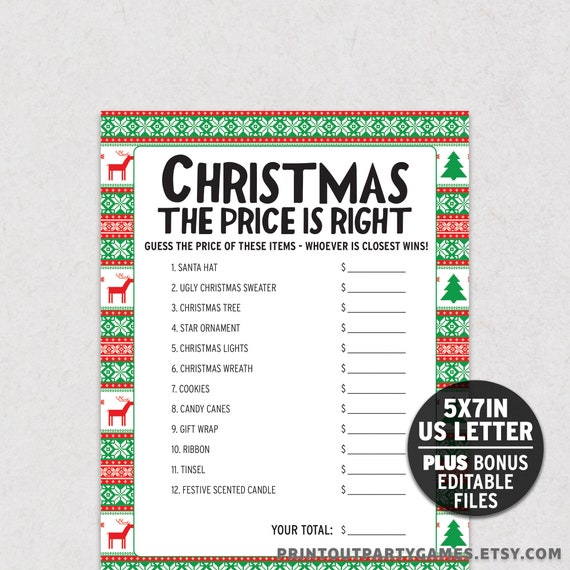 Christmas the Price is Right Game Guess the Price Game for | Etsy
