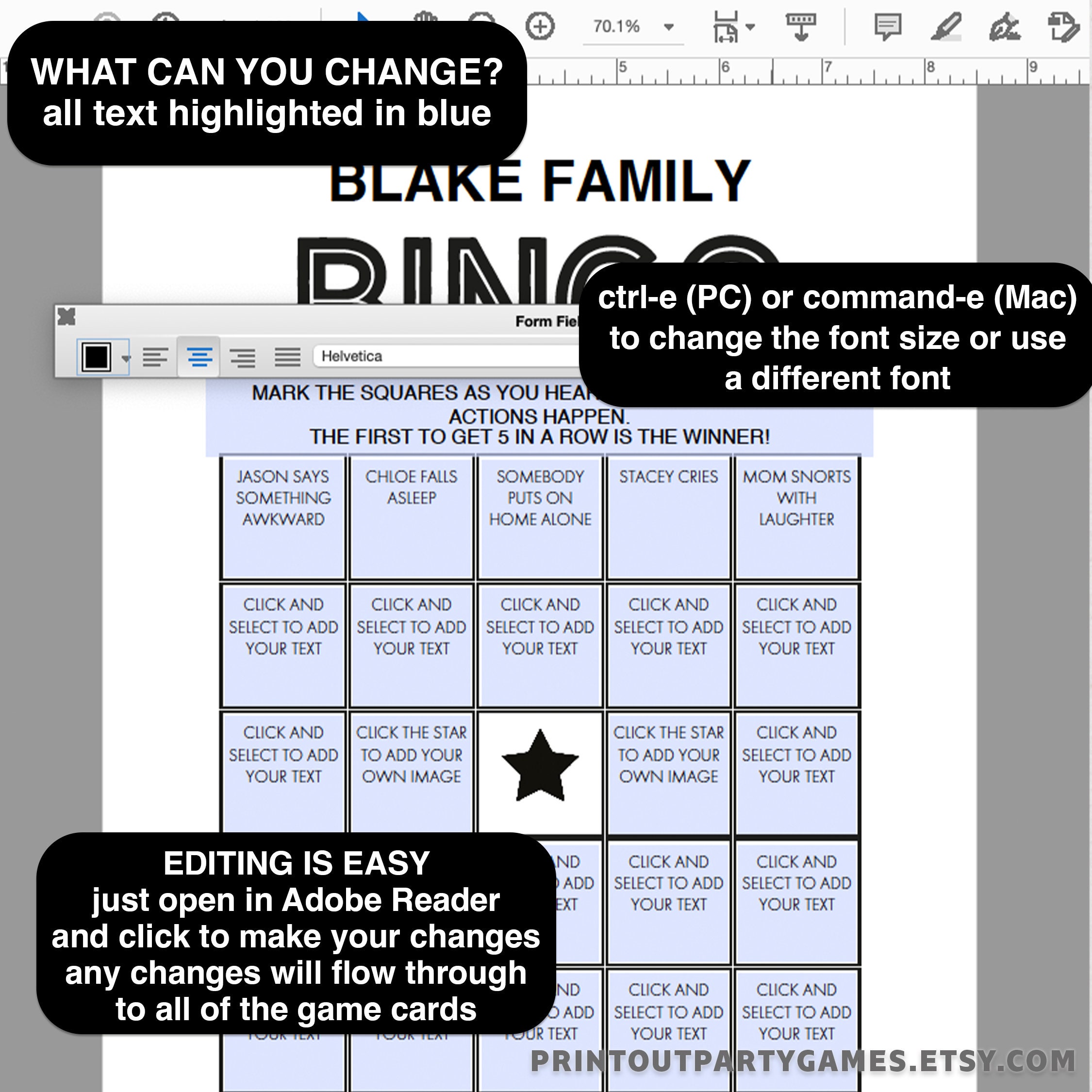 100 Unique Bingo Cards: Customizable Party Game (digital Download) - Etsy