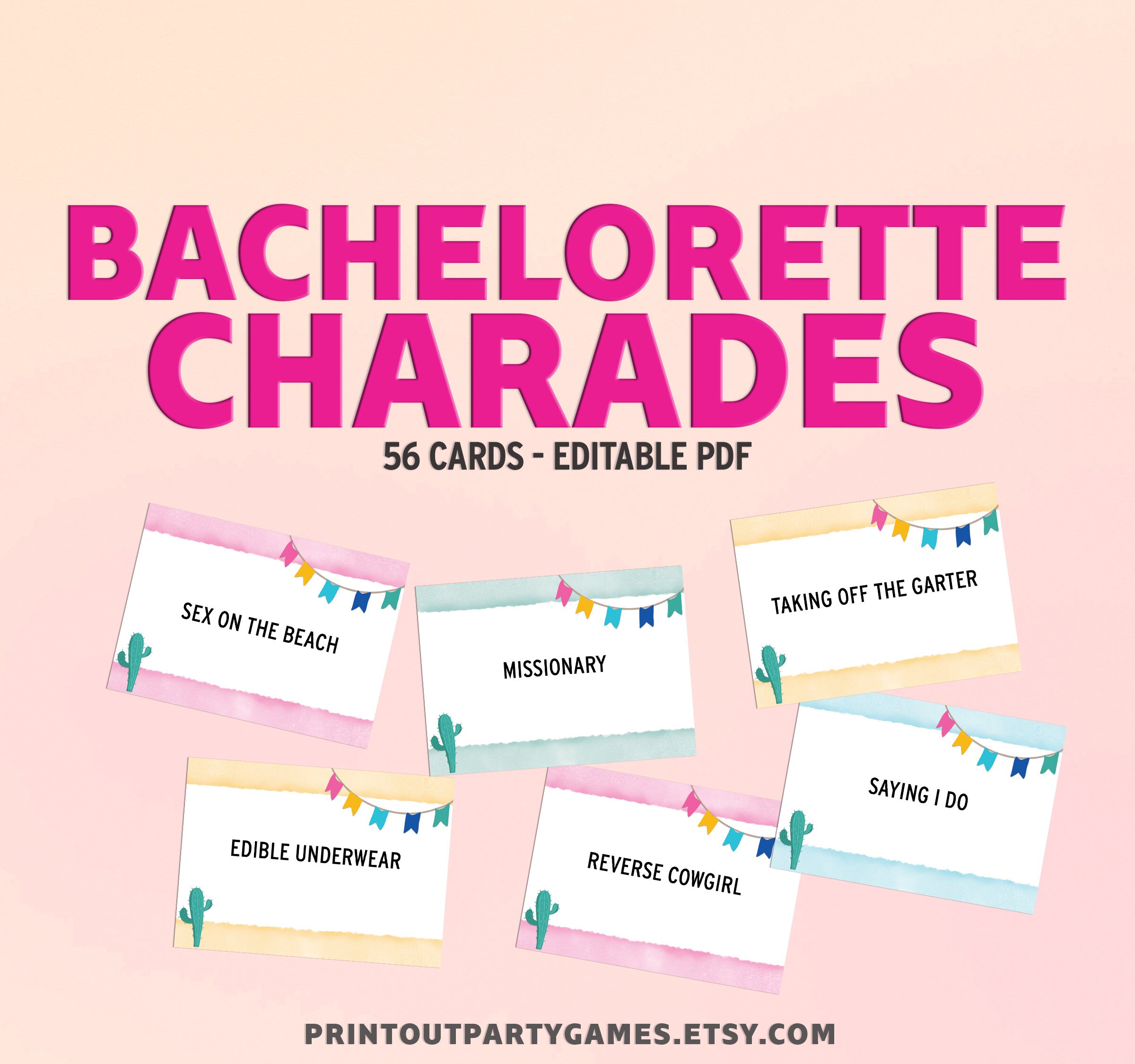Bachelorette Party Charades/pictionary, Funny Hen Party Games, Hen Do ...
