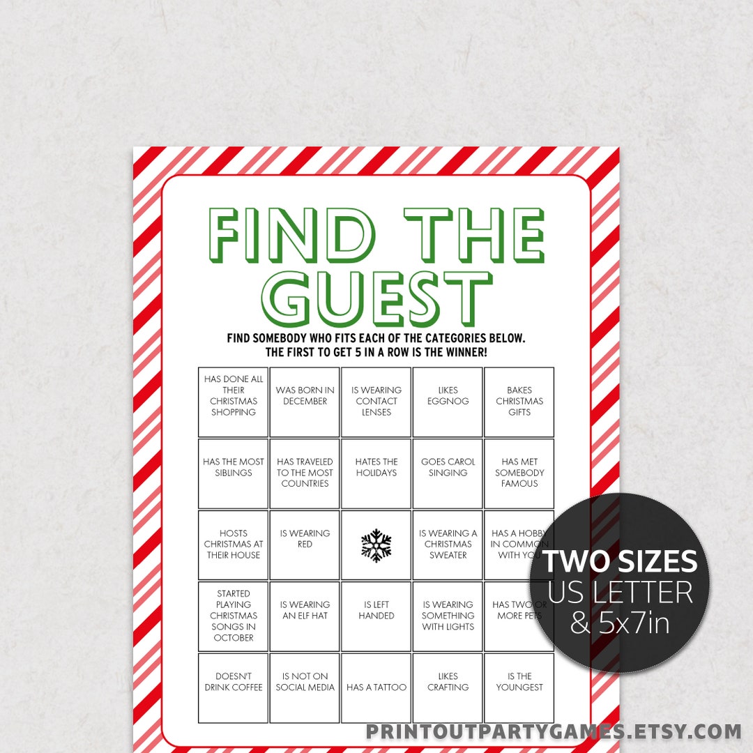 Christmas Find the Guest Game, Christmas Party Icebreaker, Holiday Game ...