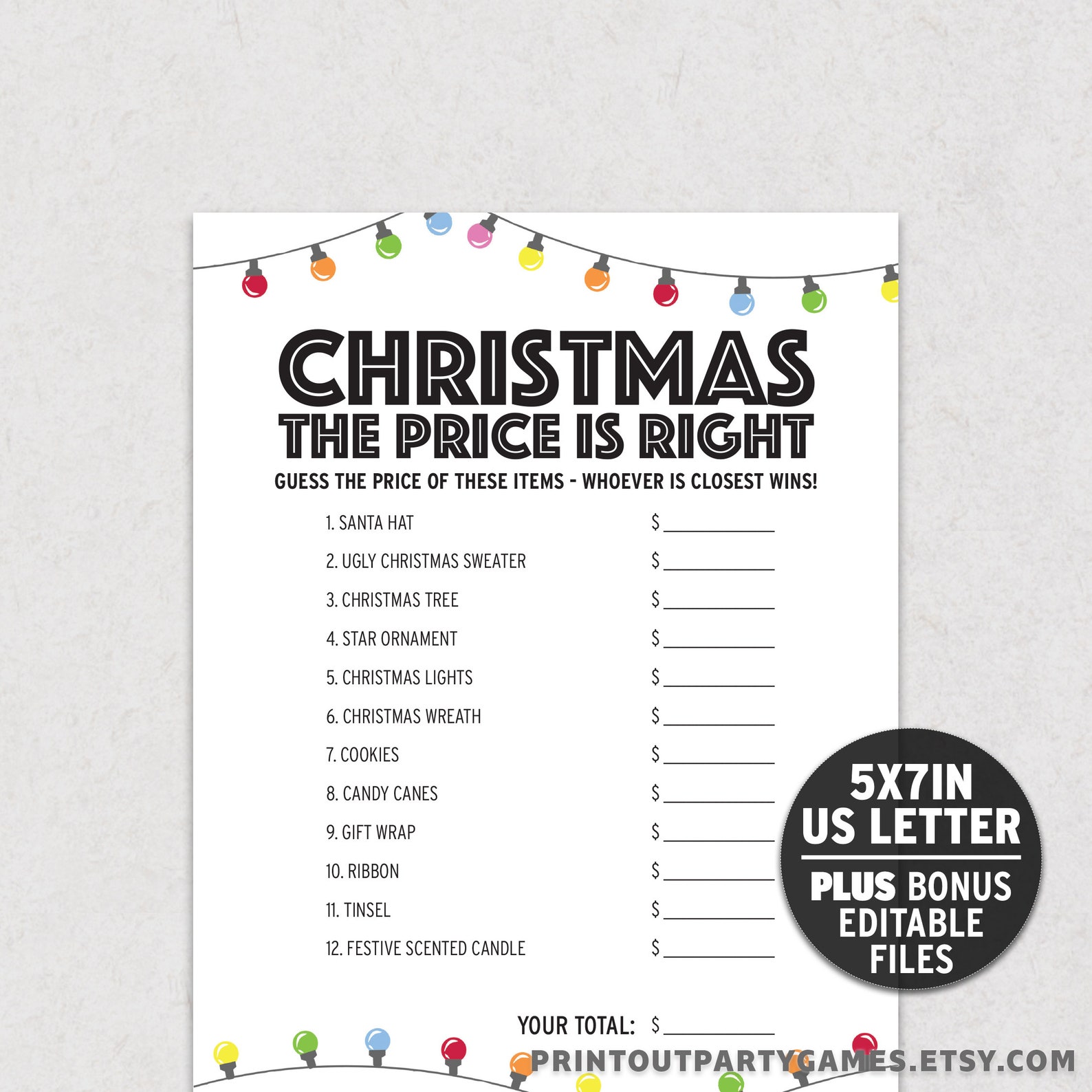 Christmas the Price is Right Game, Guess the Price Game for Holiday ...